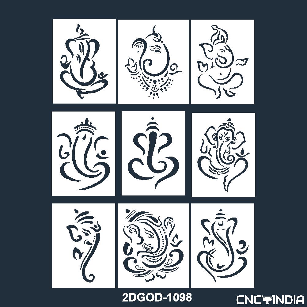 2DGOD-1098 Shri Ganesh Ji Vector DXF EPS File Download - CNC INDIA