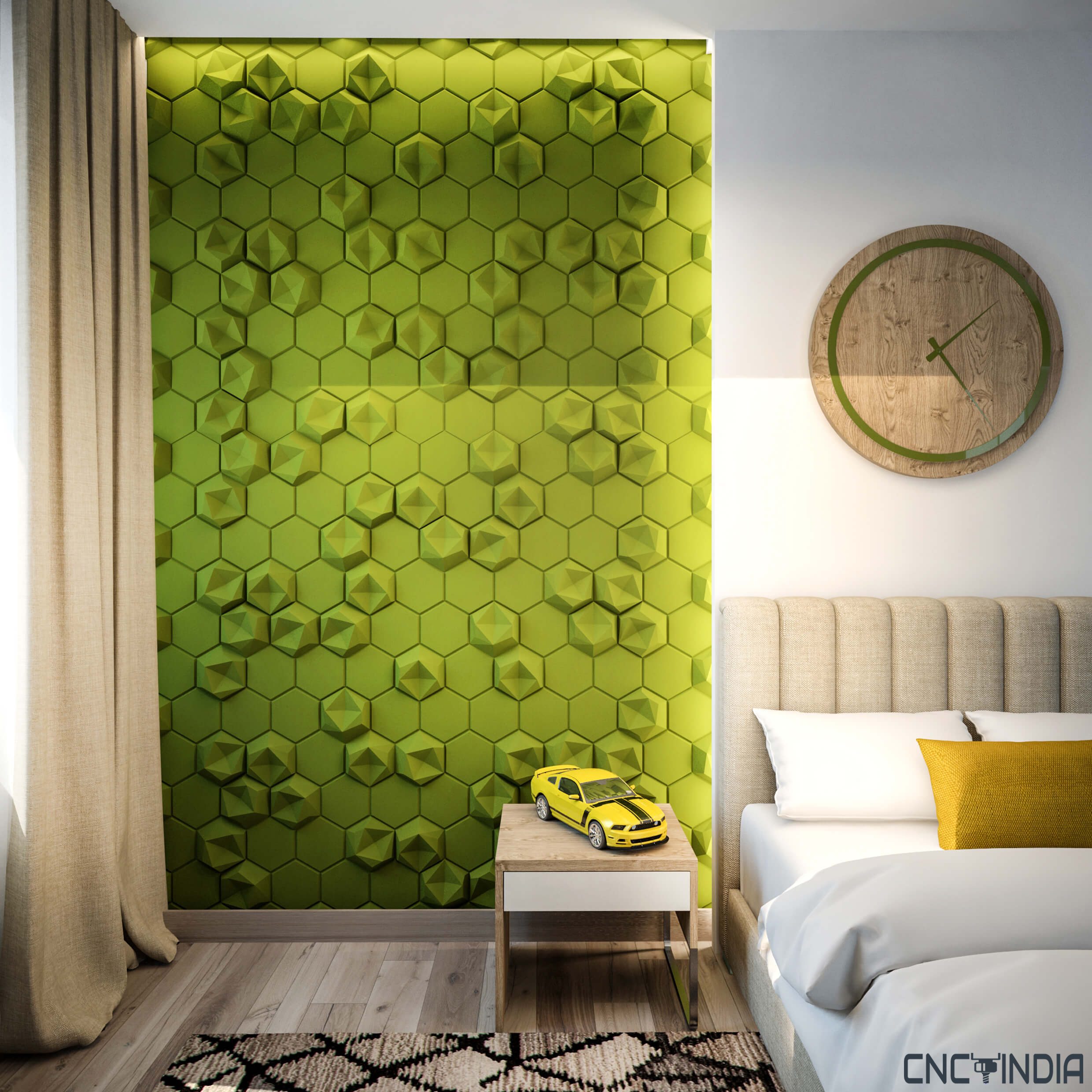 3DWP-2037 Wall Panel 3D Model Hexagon Design Hexagonal Pattern 8×4 Size ...